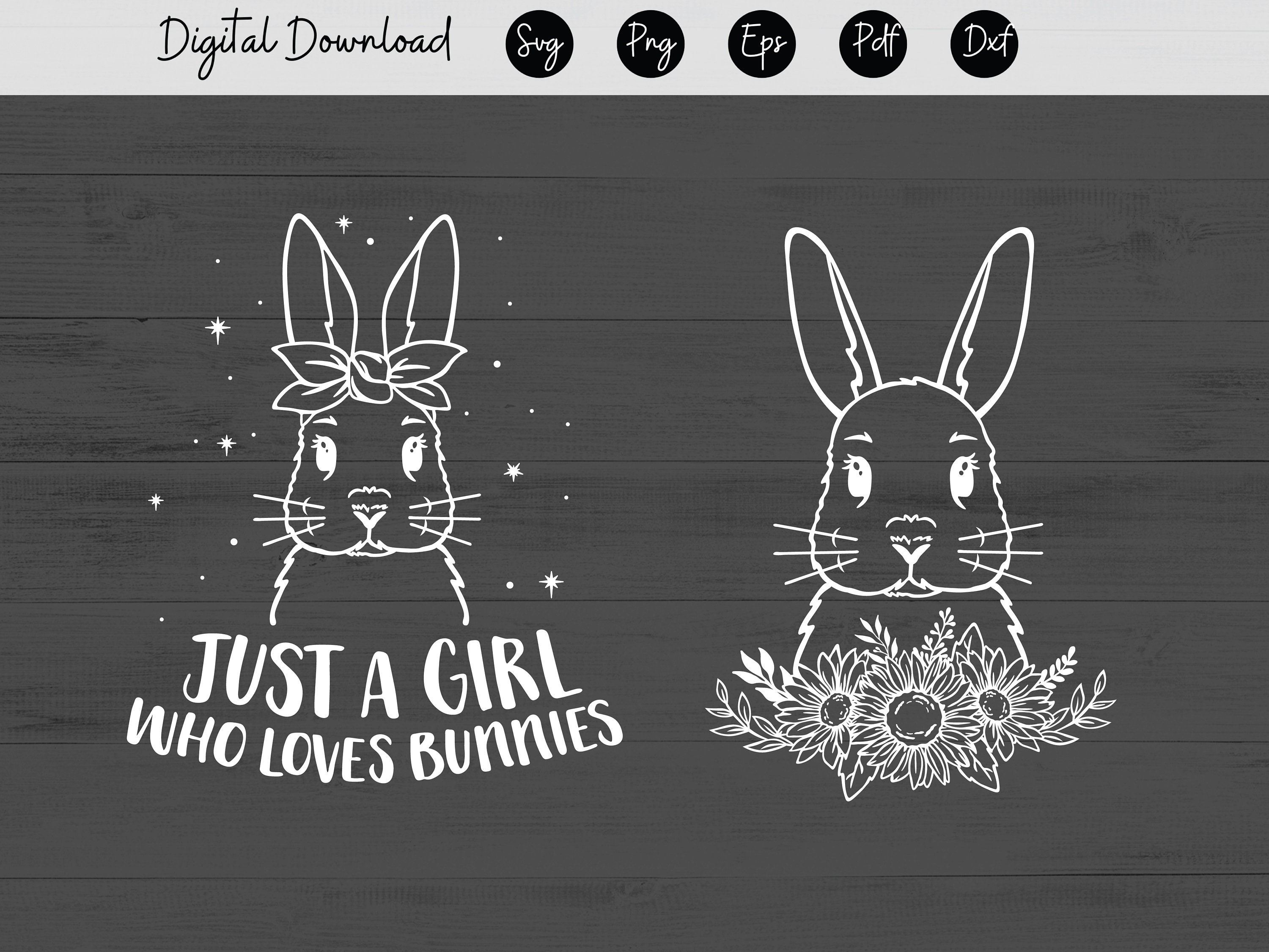 Cute Bunny SVG Floral Crown Bunny SVG Rabbit Head Svg Spring Svg Rabbit ...