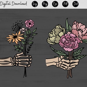 Floral Skeleton Hand Svg Hand With Butterfly Svg Bones Finger Svg ...