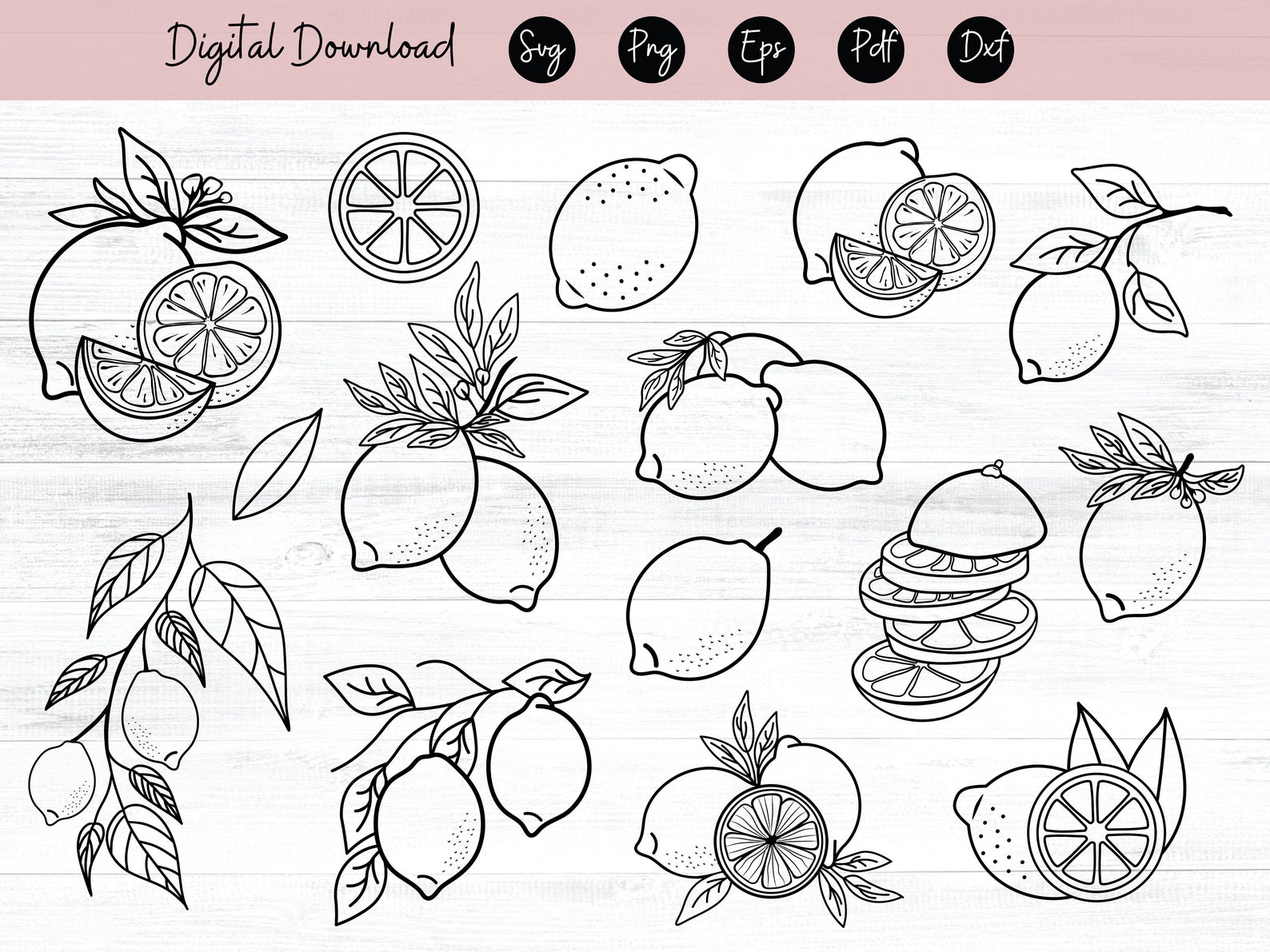 Lemons SVG File, Lemon Border SVG File, Summer Svg, Lemon Cut File ...