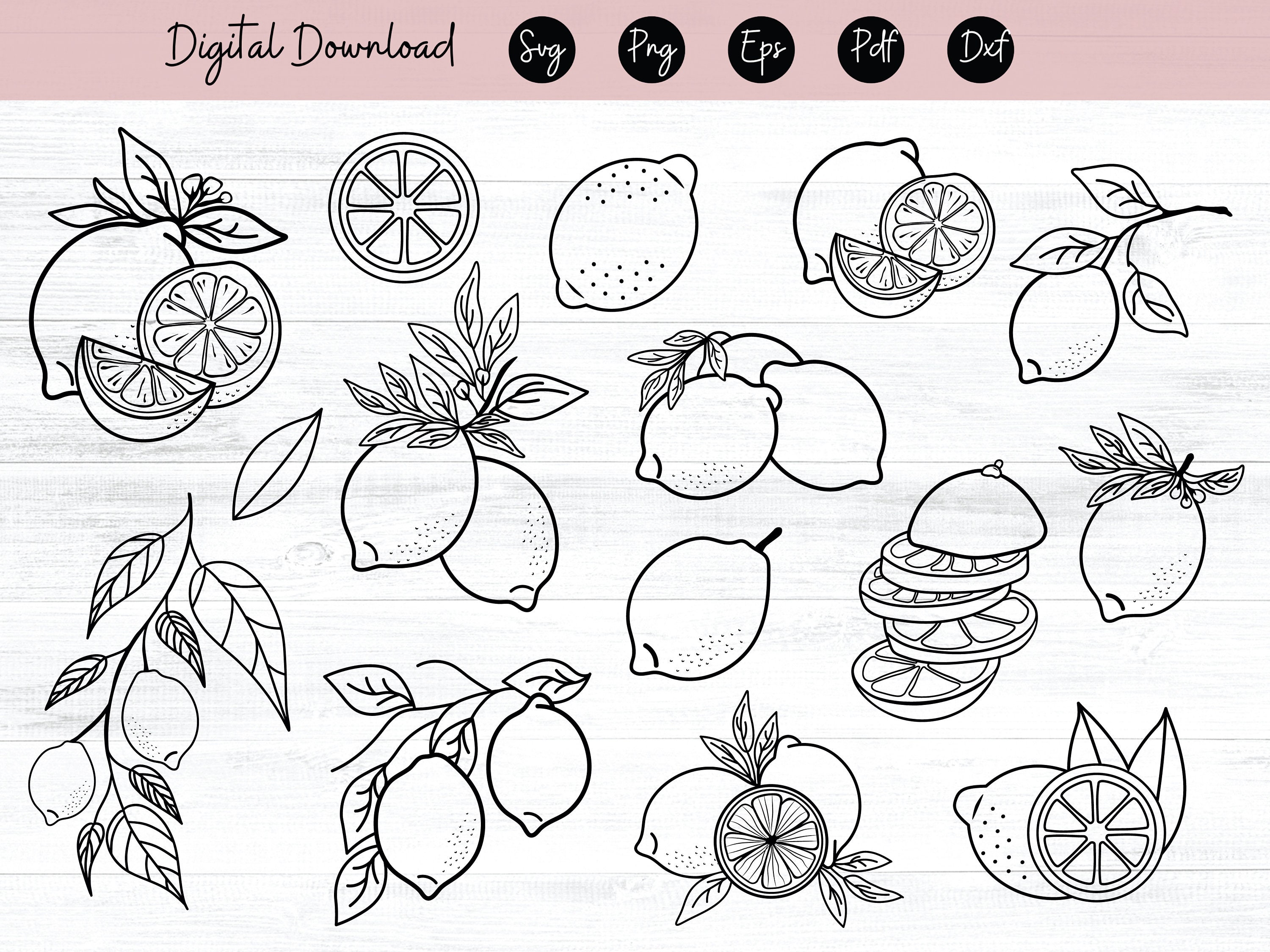 Lemons SVG File, Lemon Border SVG File, Summer Svg, Lemon Cut File ...
