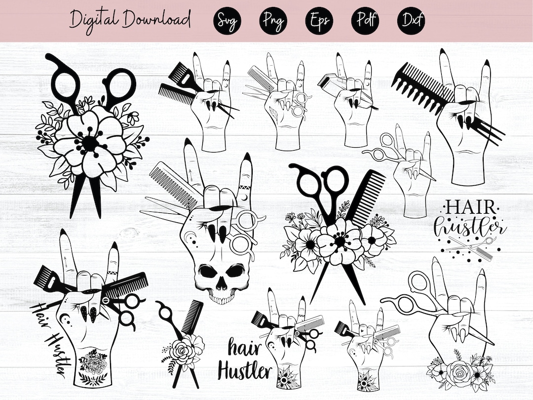 Hair Hustler Svg, Hairstyle Svg, Barbershop SVG, Hair Stylist Hand SVG ...