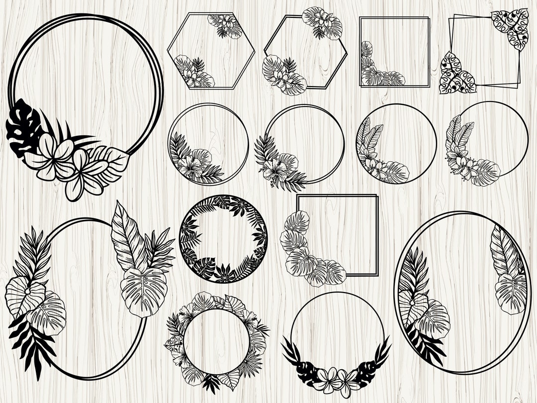 Tropical Leaf Frames SVG Tropical Leaves Cut File Leaf - Etsy