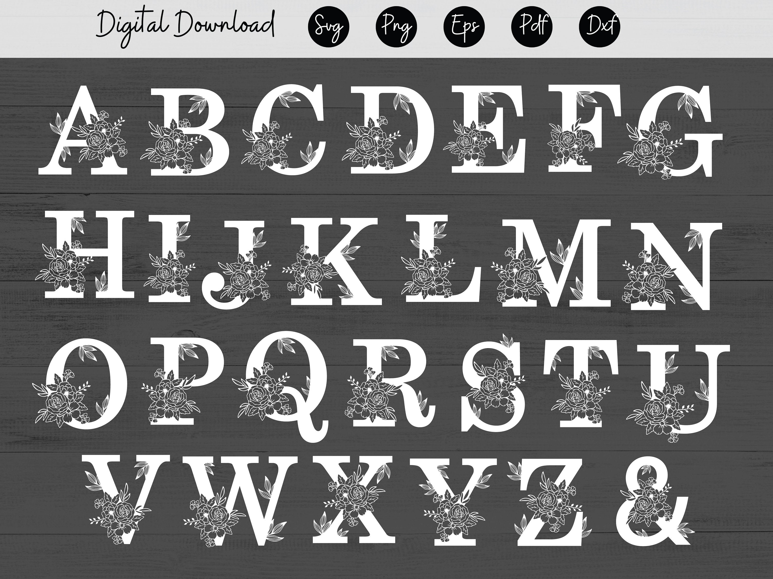 Floral Monogram Alphabet SVG, Flower Letters Svg, Floral Letters Svg ...