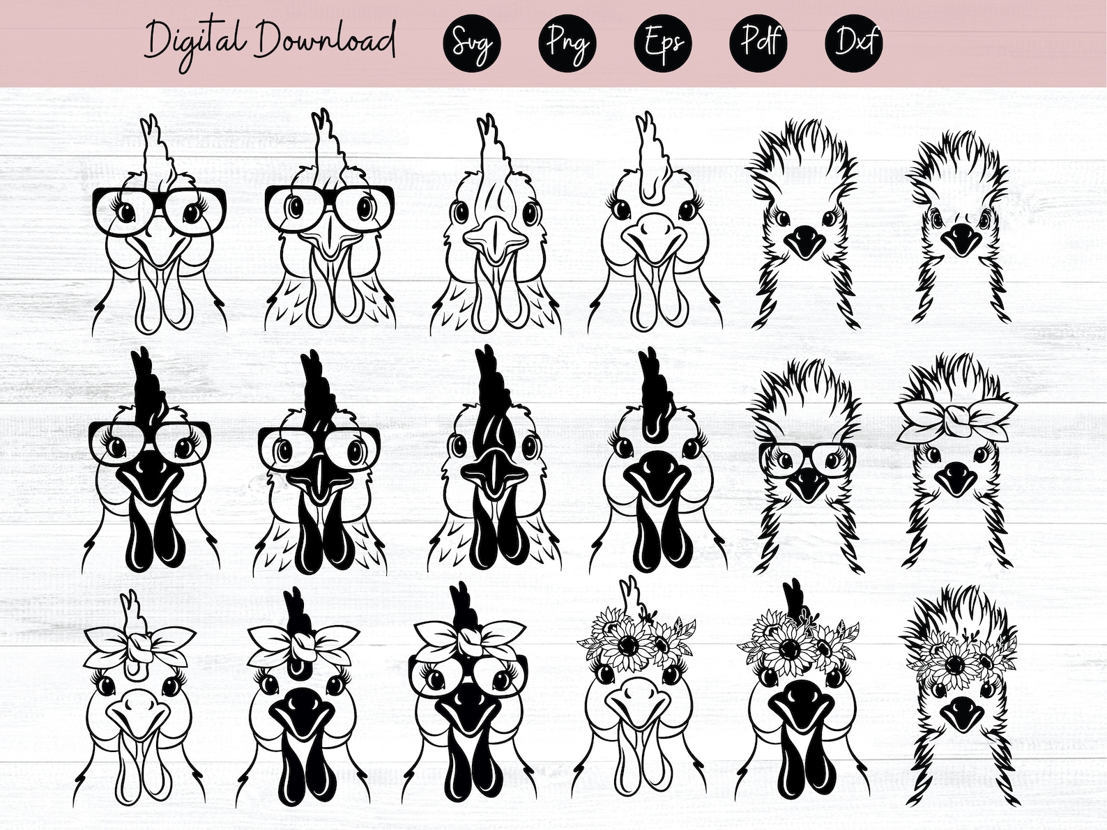 Chicken SVG File Chicken Face SVG Chicken Cut File Animal Face Svg File ...