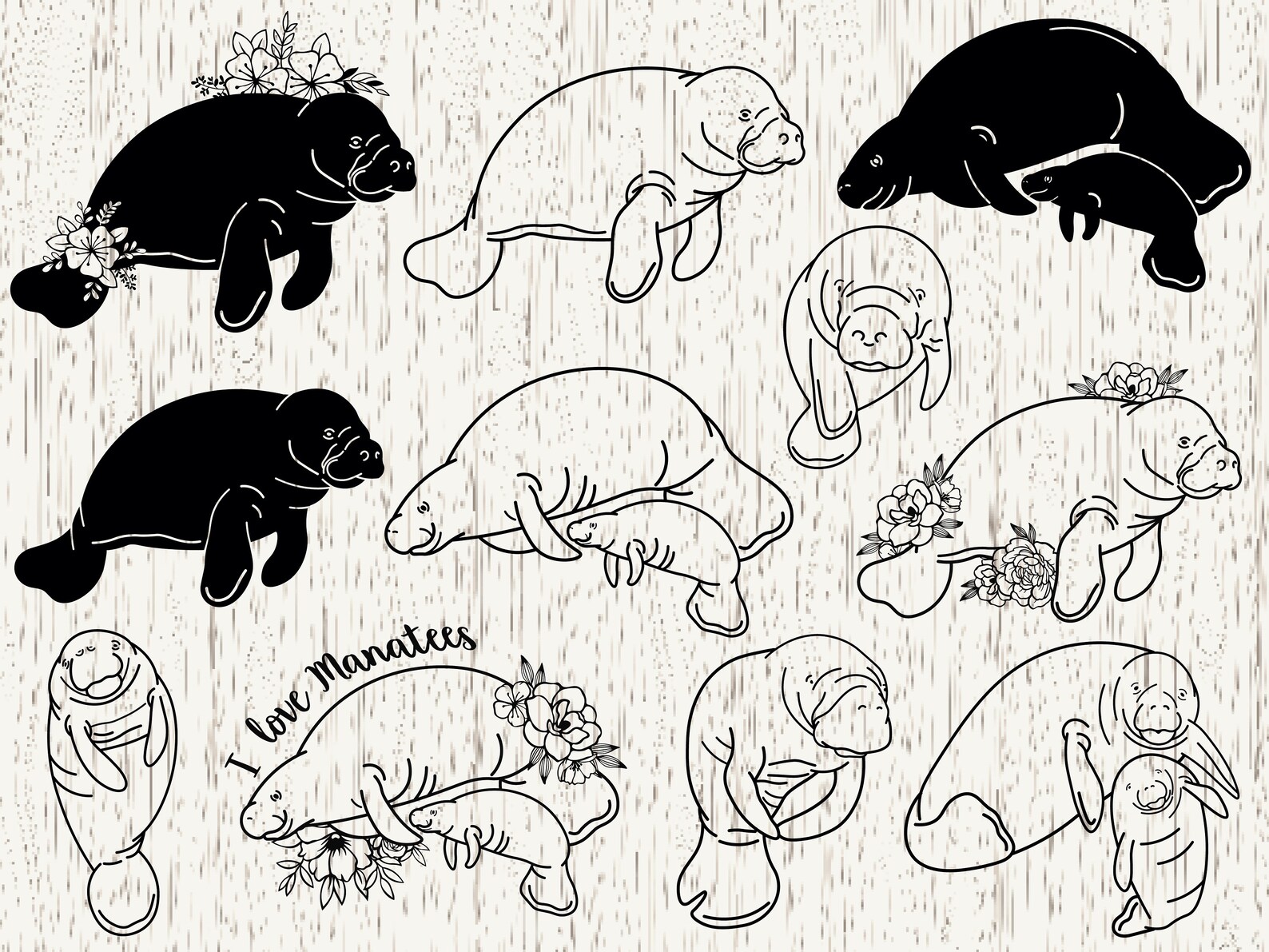 Manatee Svg Bundle Family Manatee Svg Ocean Creatures Svg - Etsy UK