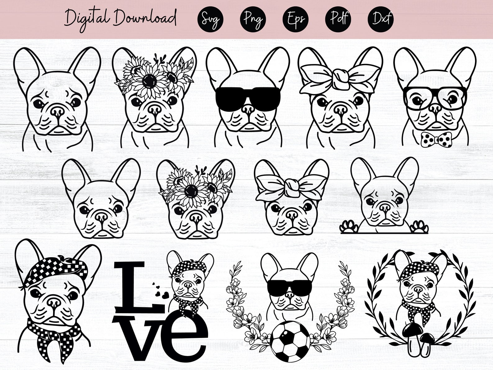 Frenchie Svg File Dog Svg File French Bulldog Svg File Frenchie Cut ...