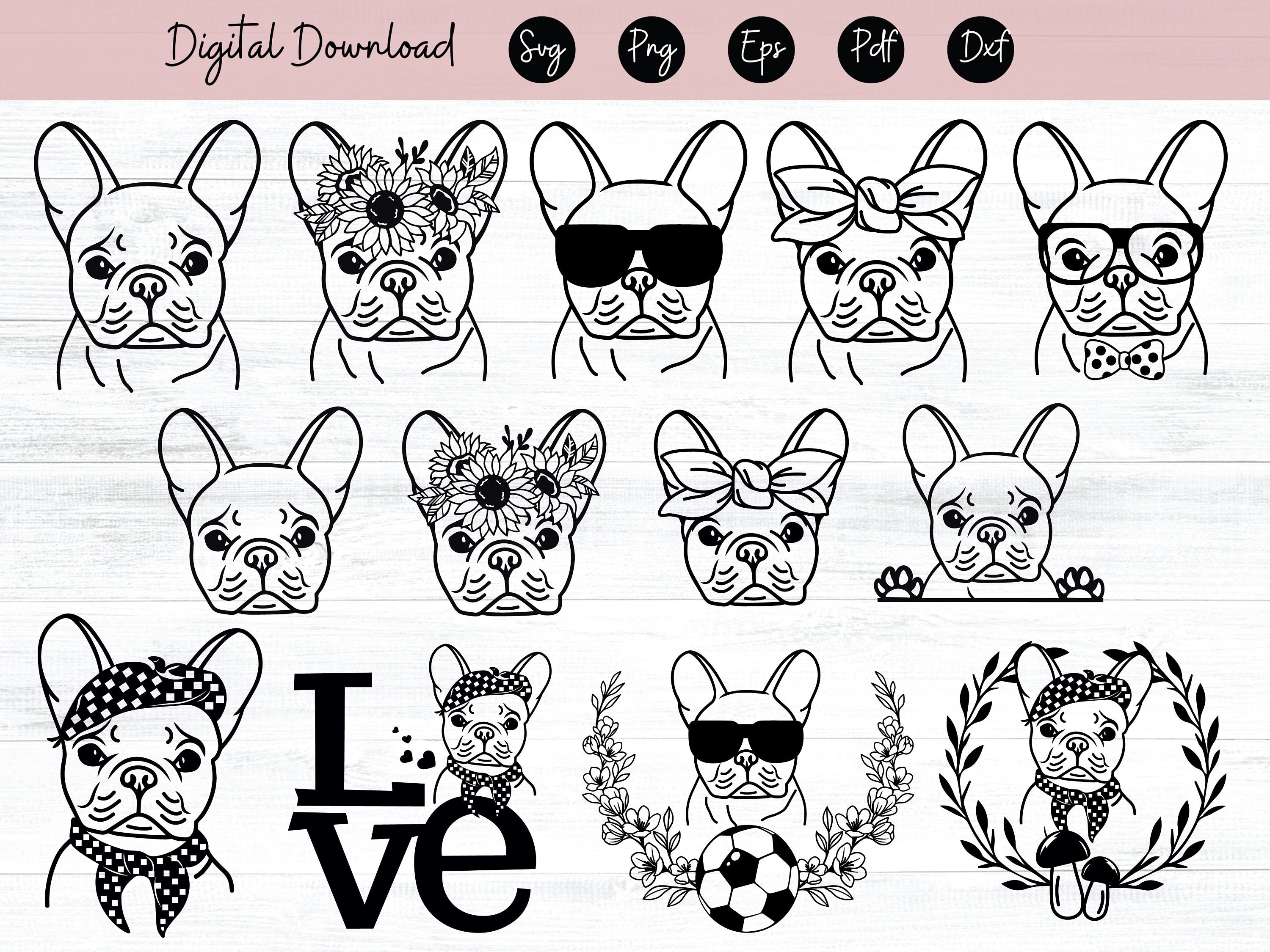 Frenchie Svg File Dog Svg File French Bulldog Svg File Frenchie Cut ...