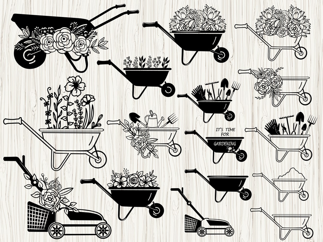 Carretilla floral Svg Flower Cart svg Flower svg - Etsy España