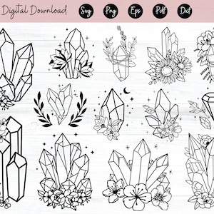 Crystals SVG Files, Crystal Cut File, Crystal Flowers SVG File, Crystal ...