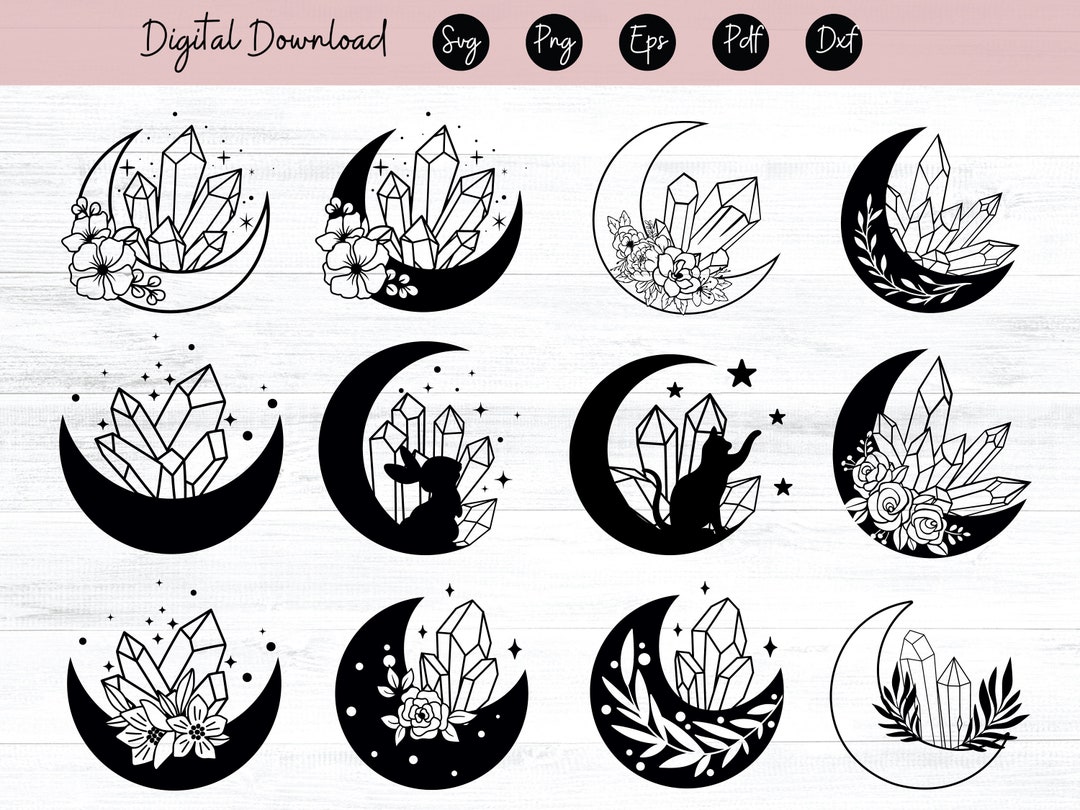Crystals SVG Files, Crystal Cut File, Crystal Floral Svg, Crystal ...