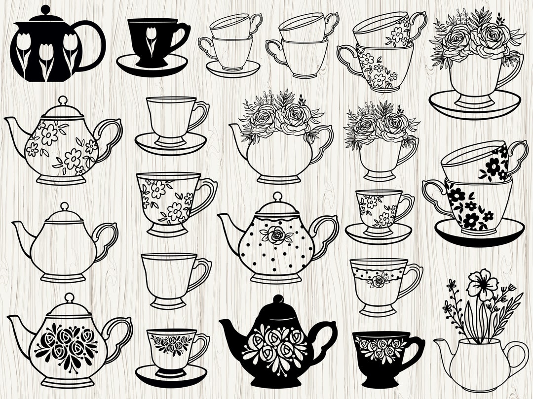 Floral Teapot Svg Teacup Svg Tea Pot Flowers Svg Clipart - Etsy