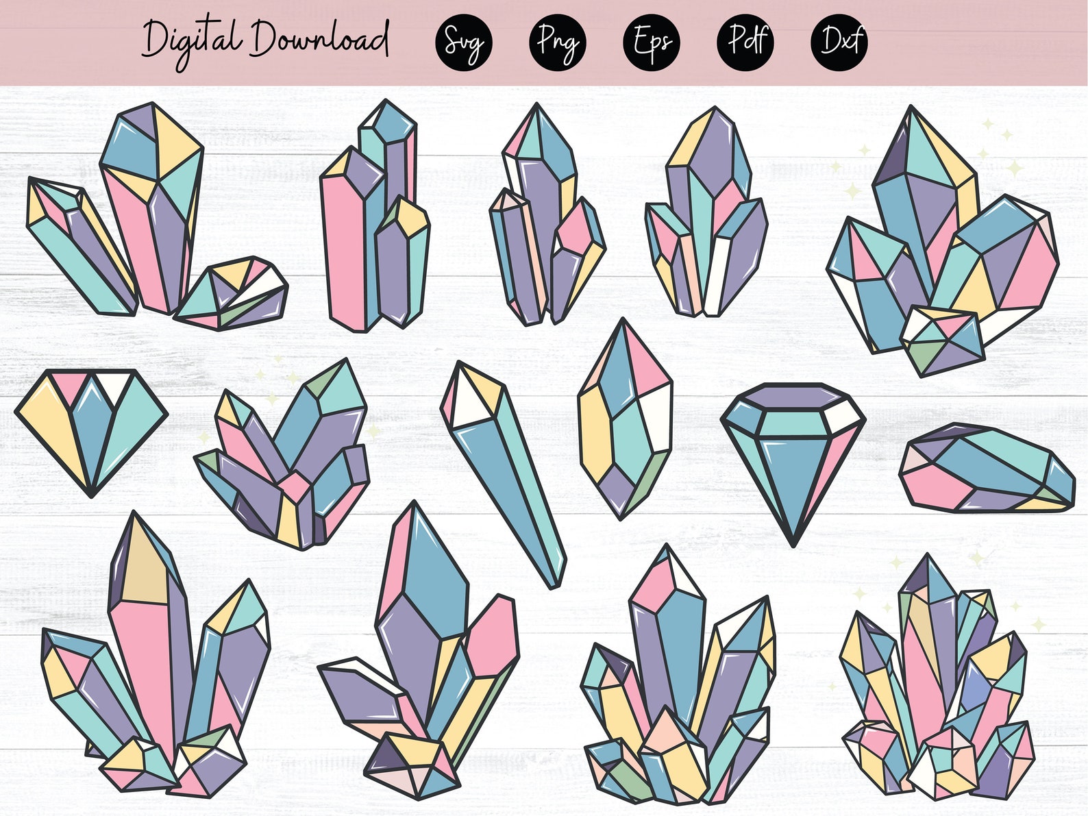 Crystals SVG File Diamonds Svg Crystals Clipart Crystals Files for ...