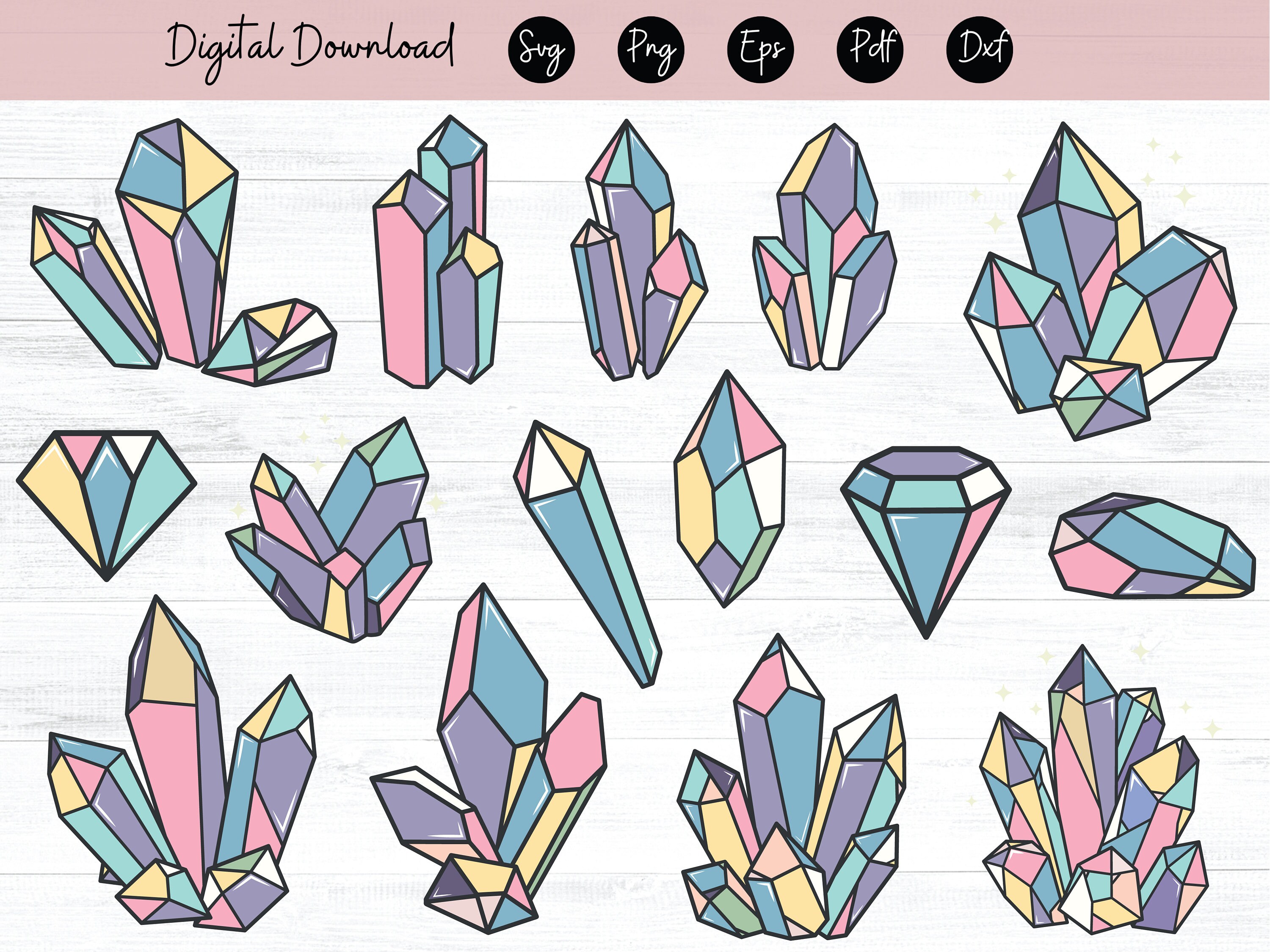 Crystals SVG File Diamonds Svg Crystals Clipart Crystals Files for ...