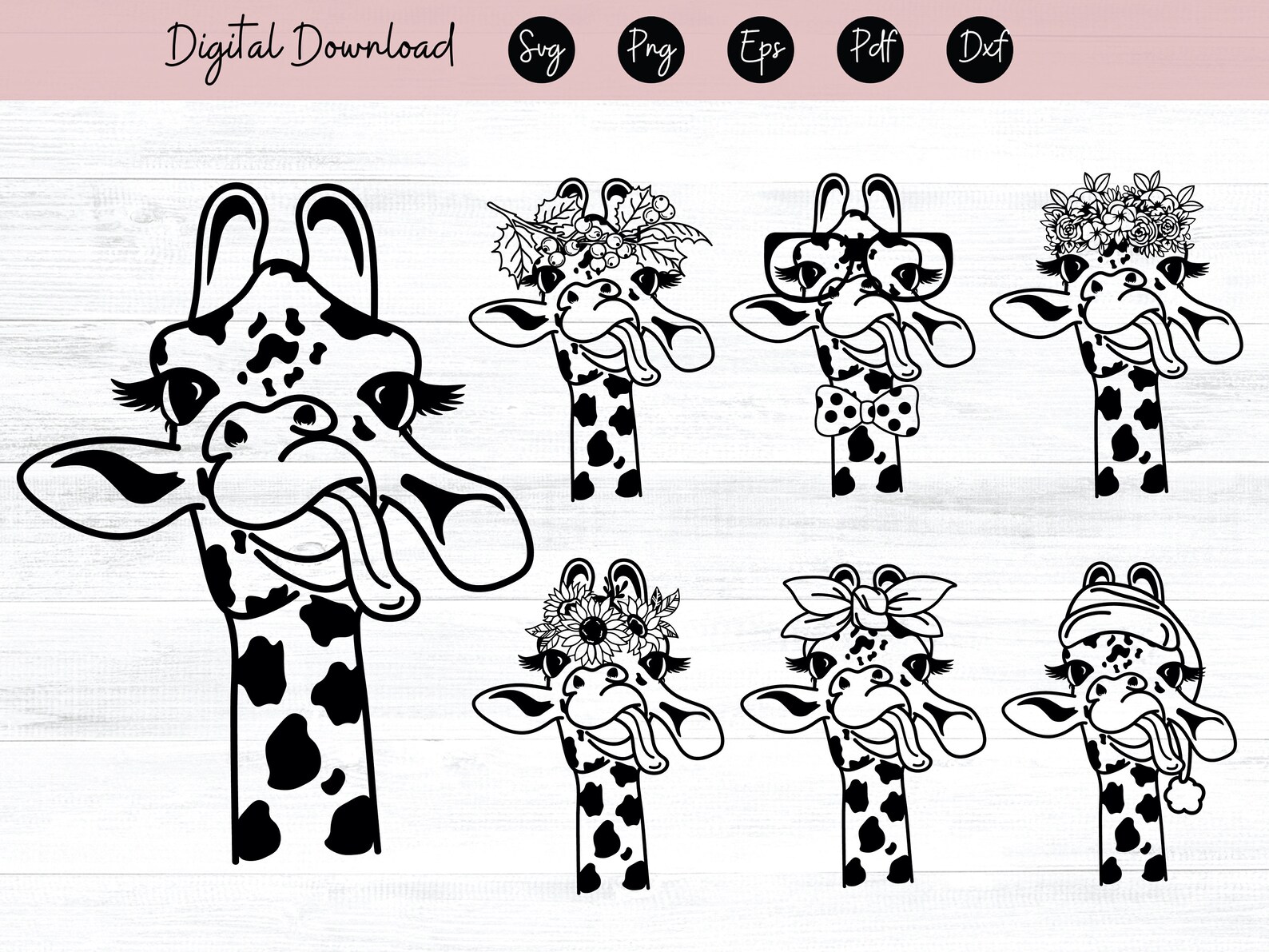 Floral Giraffe SVG File Giraffe With Flower Crown SVG Giraffe Cut File ...