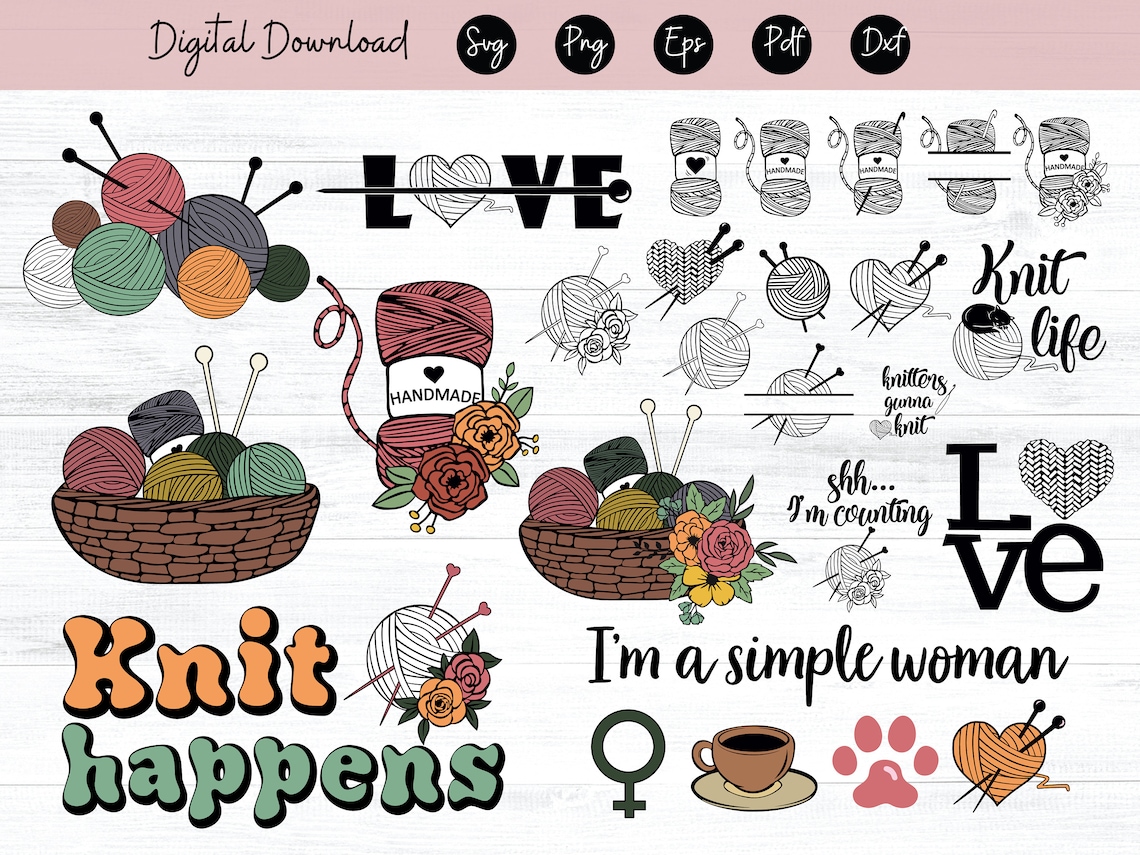 Crochet Svg Bundle Cricut Cut Files, Knitting Svg, Crochet Png Bundle ...