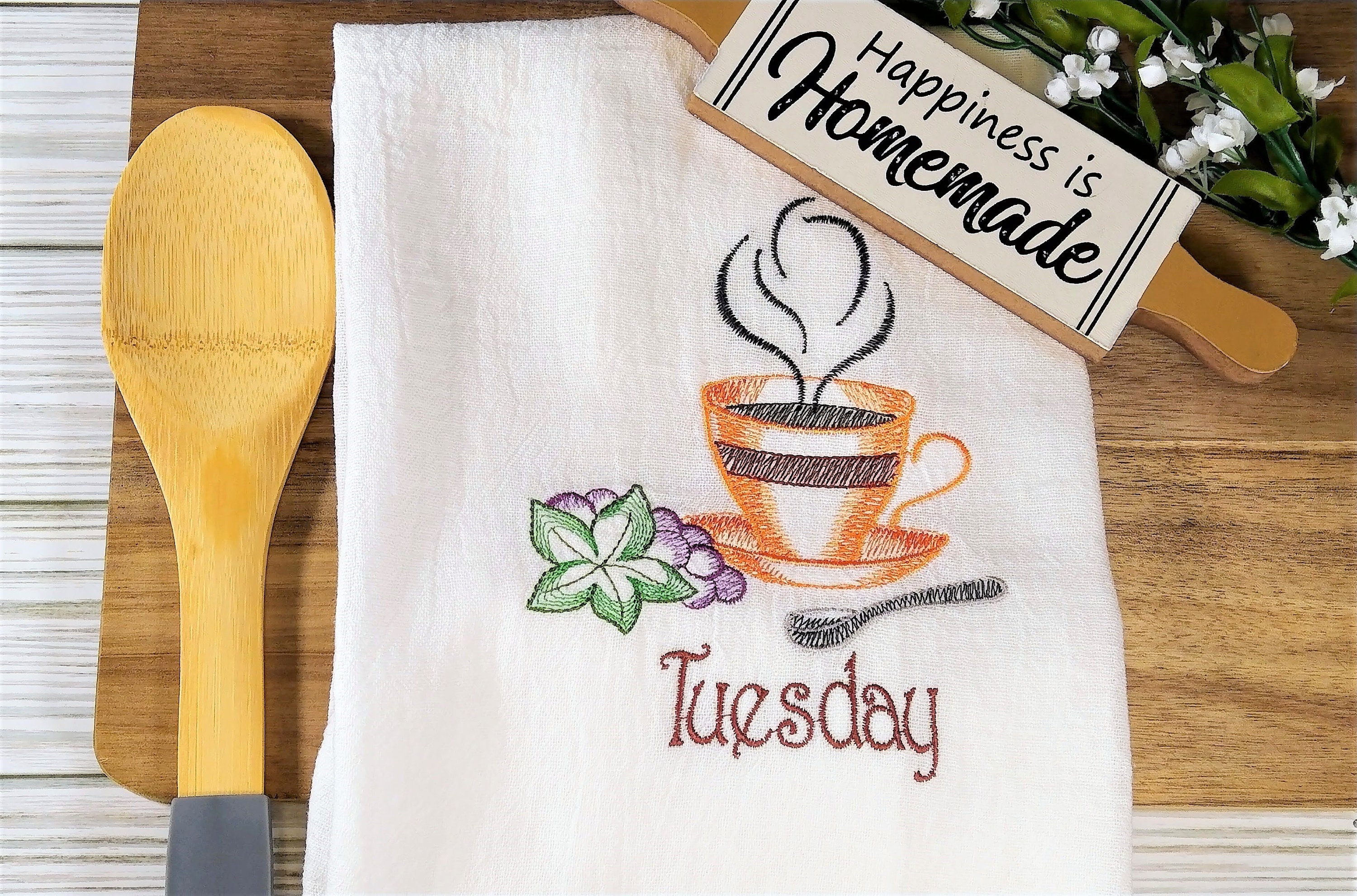 Coffee Themed Weekday Set of Flour Sack Towels /tea Towels - Etsy