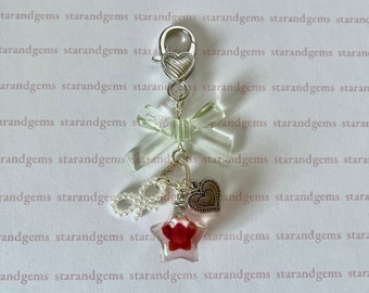 Girly Dangle Keychain Custom Initial With Flower-star-cherry-envelope ...