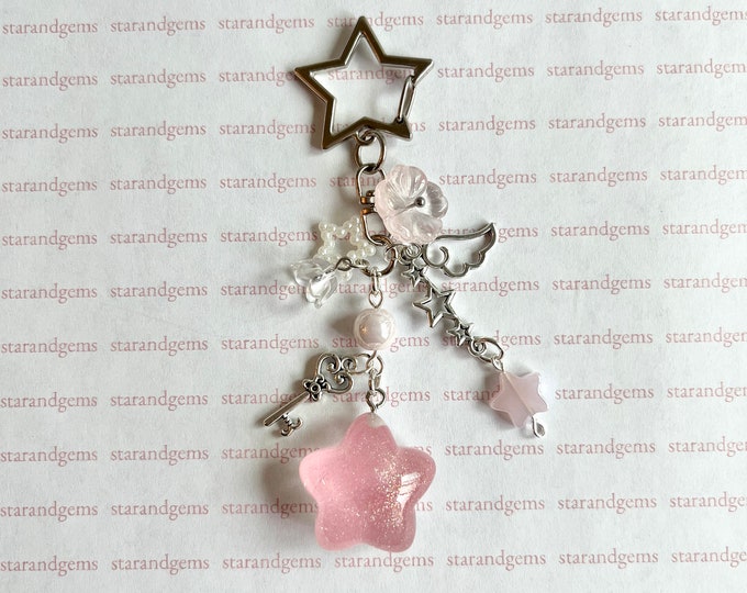 Star Angel Keychain, Handmade Beaded Keychain, Keychain Charm, Cute ...