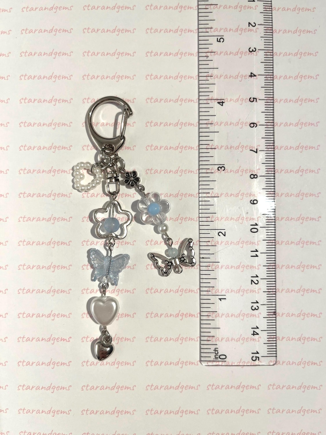 Butterfly and Flower Keychain, Handmade Beaded Keychains, Bag Charm ...