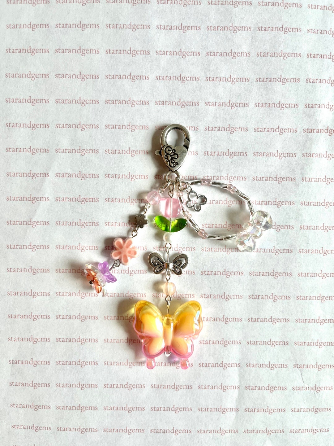 Spring Keychain, Handmade Beaded Keychain, Keychain Charm, Cute ...