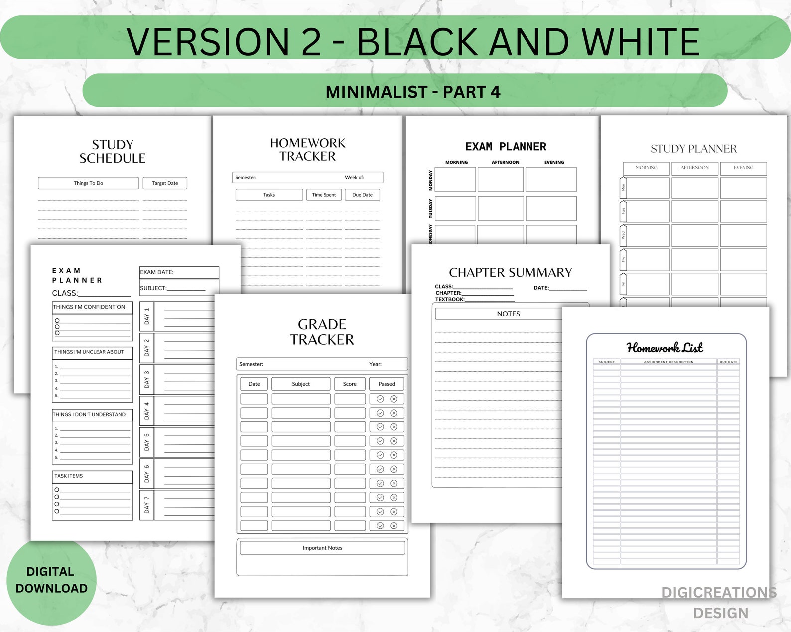Student Exam Prep Kit, Printable Exam Planner, College Exam Study ...