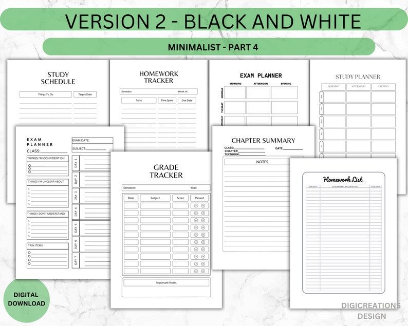 Student Exam Prep Kit, Printable Exam Planner, College Exam Study ...