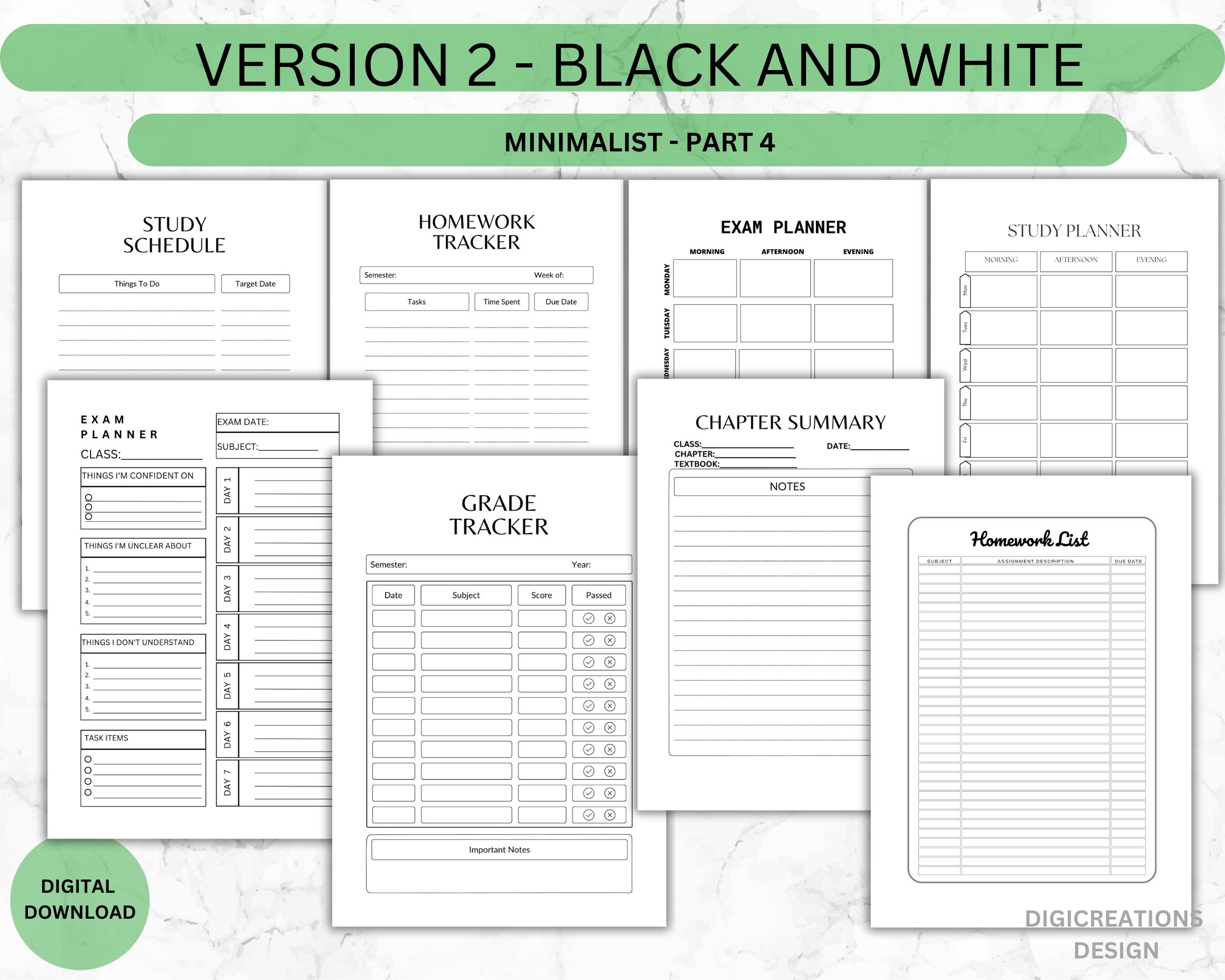 Student Exam Planner Kit, College Study Organizer (PDF) - Etsy