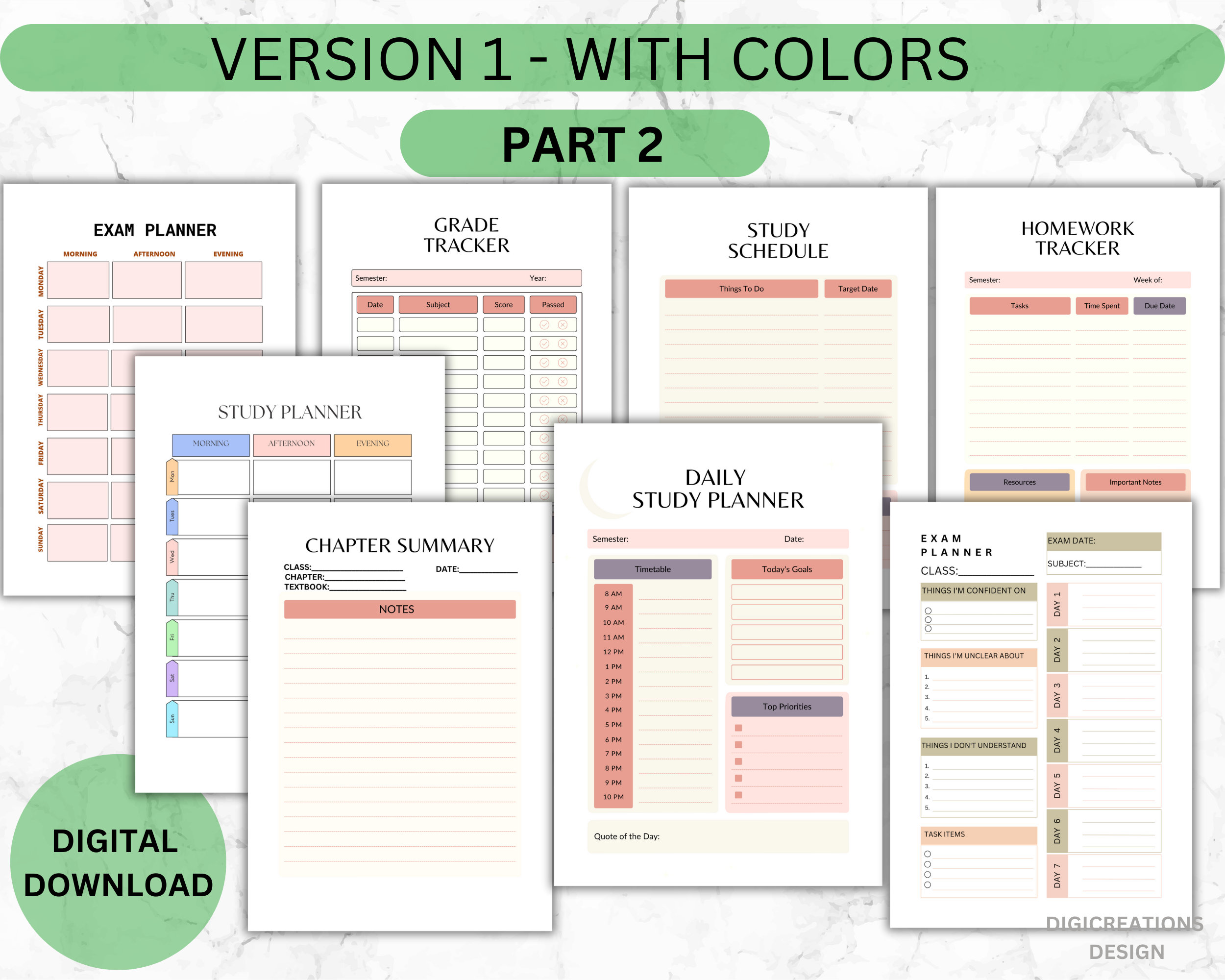 Student Exam Prep Kit, Printable Exam Planner, College Exam Study ...