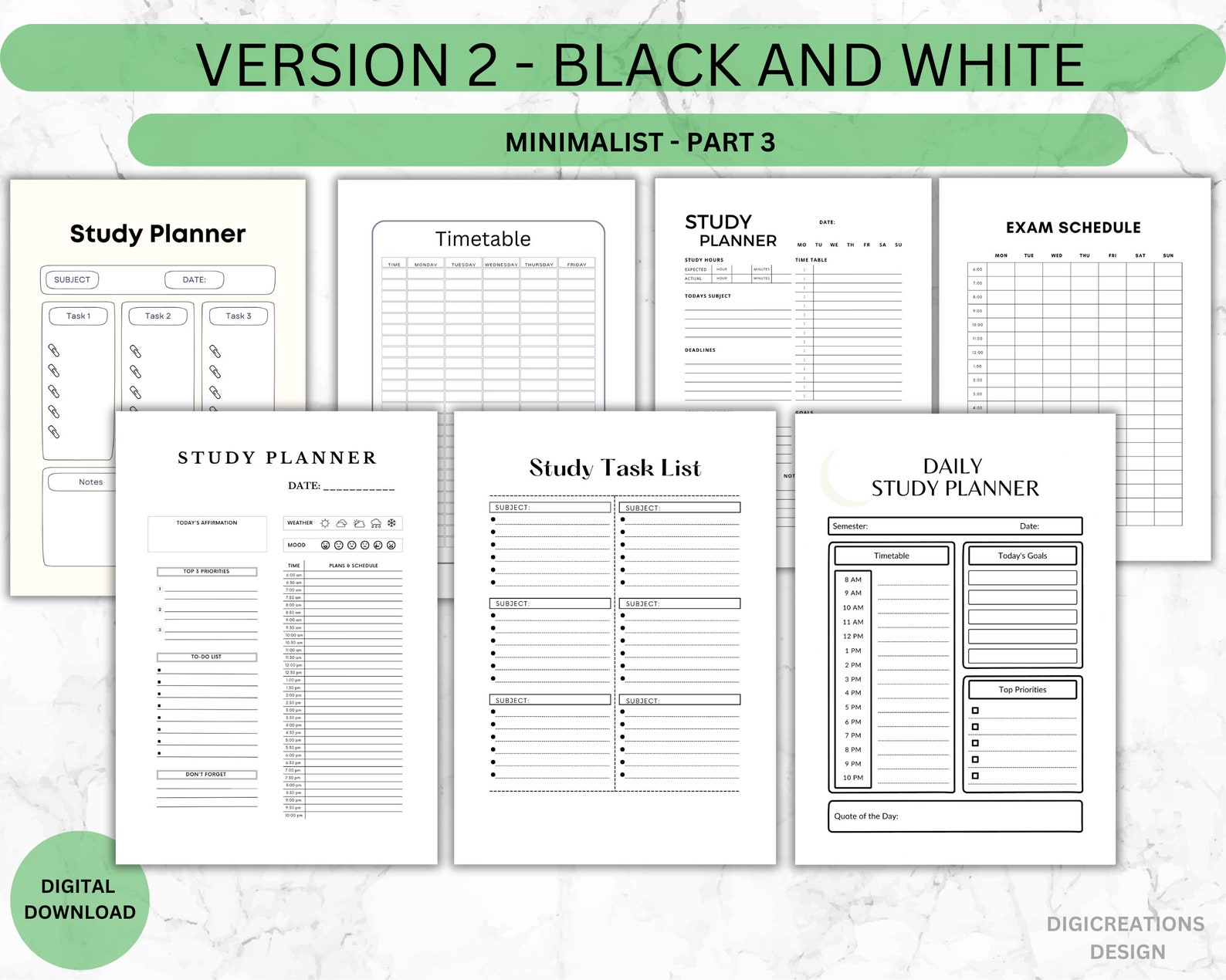 Student Exam Prep Kit, Printable Exam Planner, College Exam Study ...