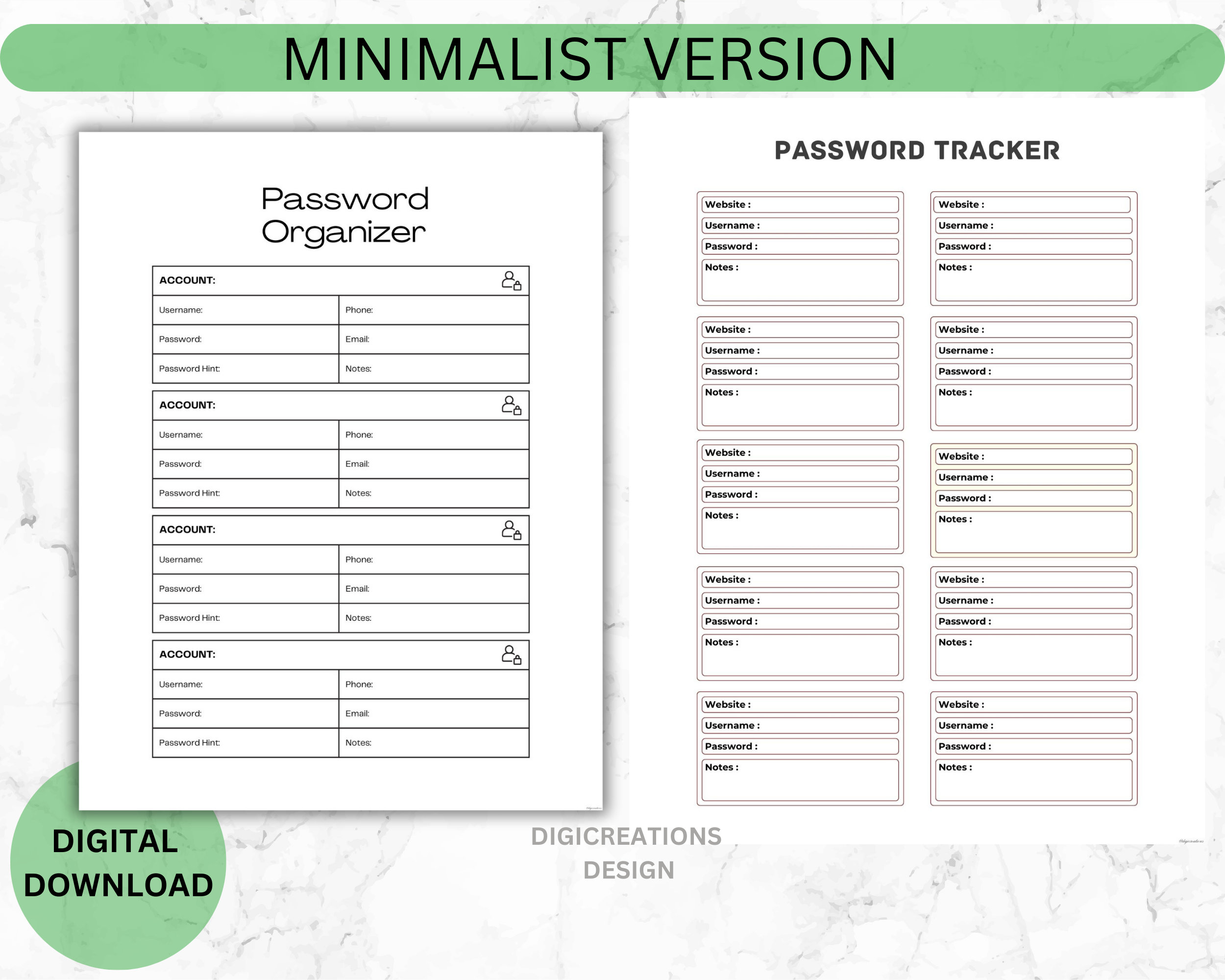 Printable Password Tracker, Fillable | Password Log and Password Keeper ...