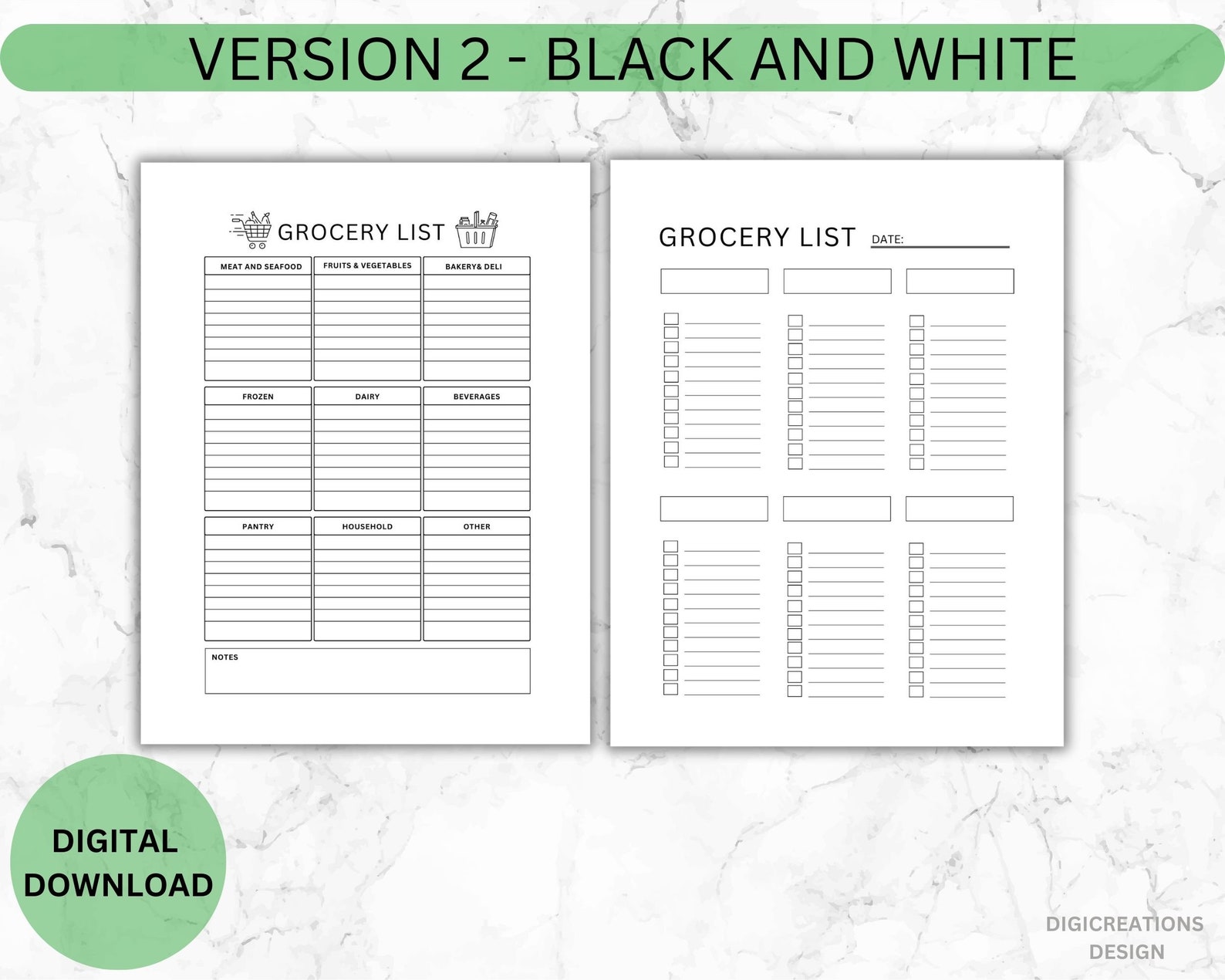 Grocery Planner, Grocery List Printable Template, Budget Planner, Food ...
