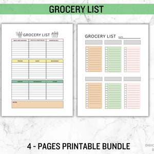 Grocery Planner, Grocery List Printable Template, Budget Planner, Food ...
