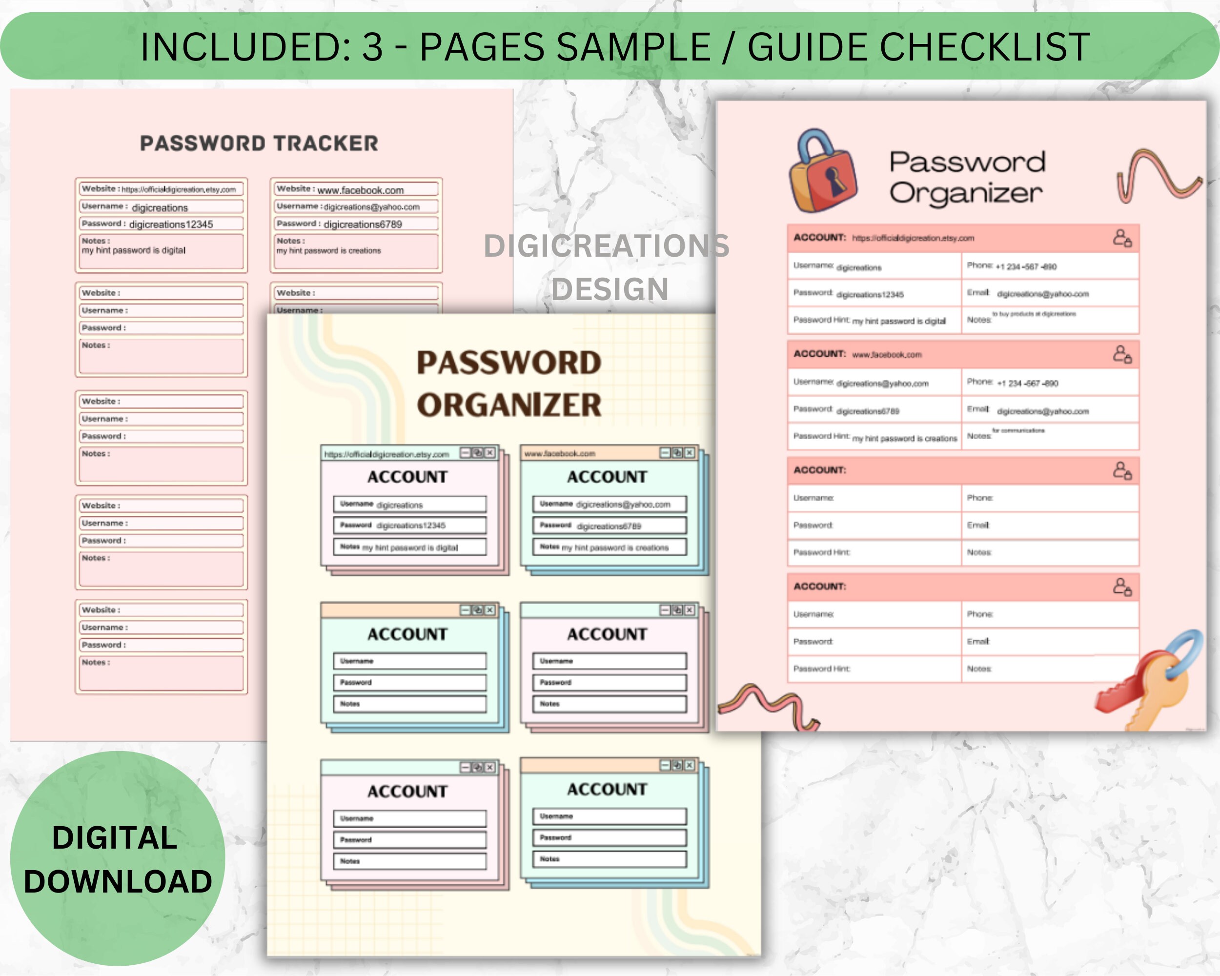 Printable Password Tracker, Fillable | Password Log and Password Keeper ...