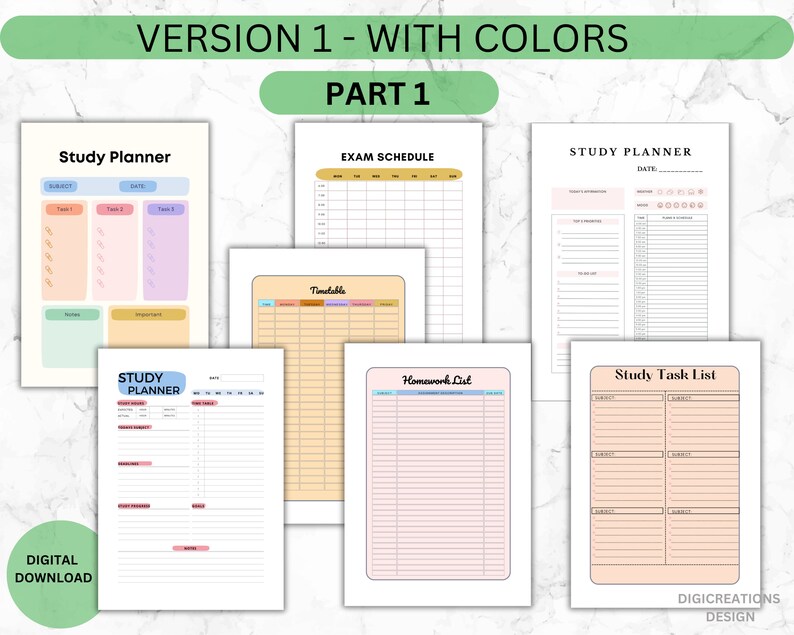 Student Exam Prep Kit, Printable Exam Planner, College Exam Study ...