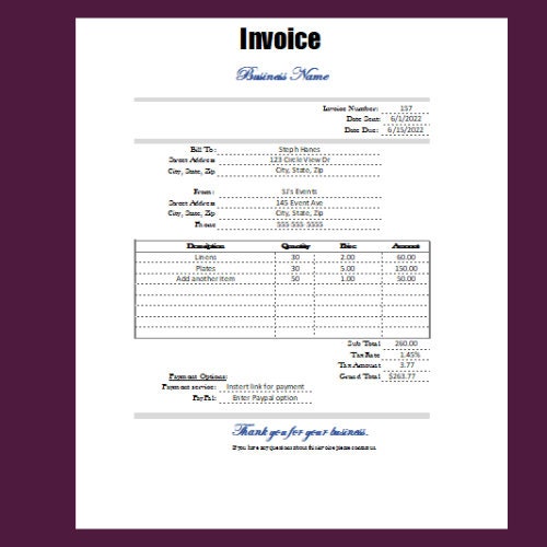Invoice - Etsy