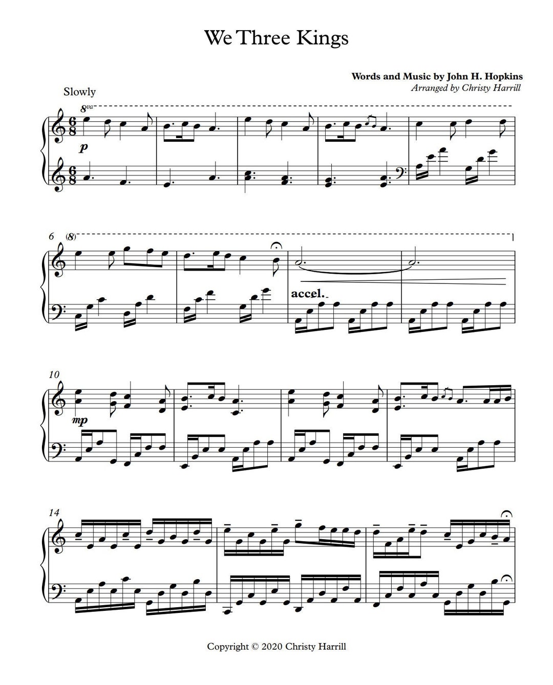 We Three Kings Piano Christmas Hymn Arrangement Sheet Music - Etsy