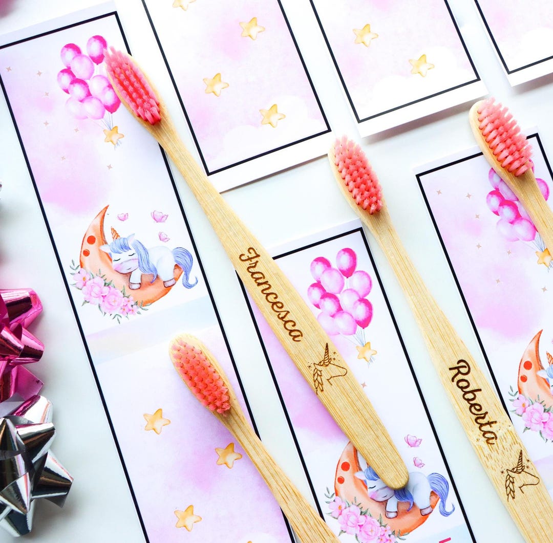 Personalised Bamboo Toothbrush, Kids Birthday Favour, Eco Friendly Zero ...