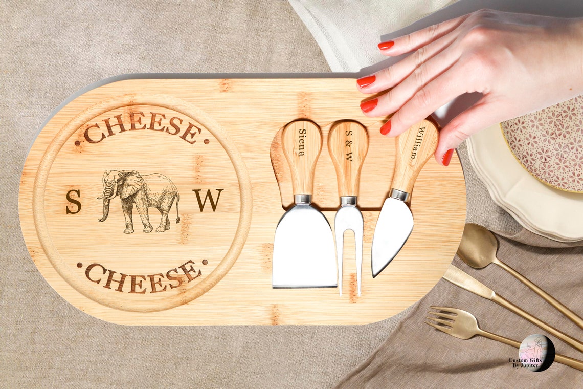 Personalised Cheese Board Elephant, Christmas Birthday Family New Home ...