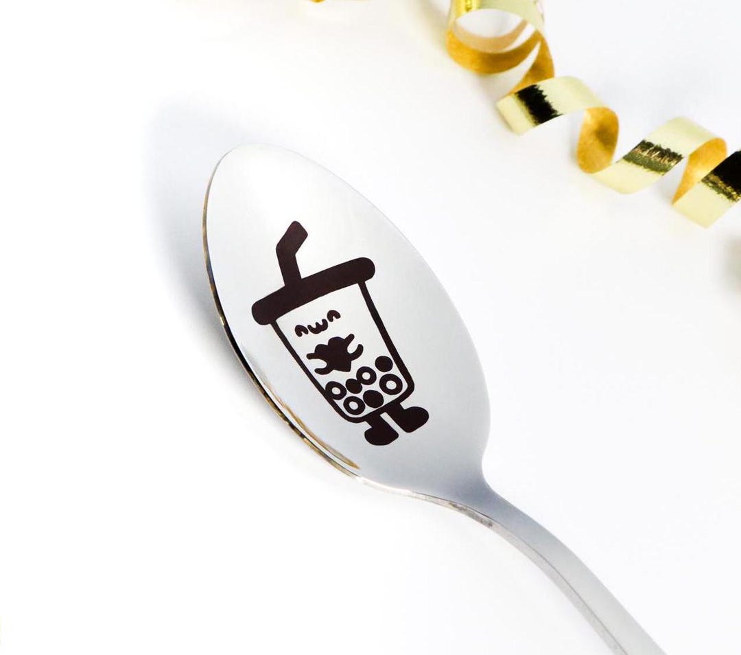 Personalised Engraved Bubble Tea Spoon, Bespoke Birthday Spoon Gift ...