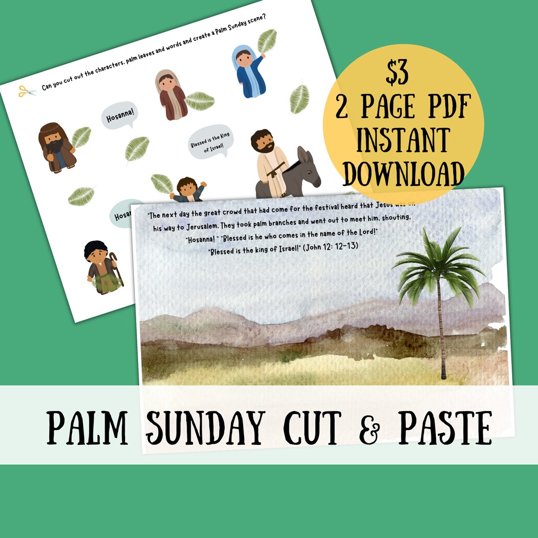 Palm Sunday Cut and Paste Craft Printable - Etsy