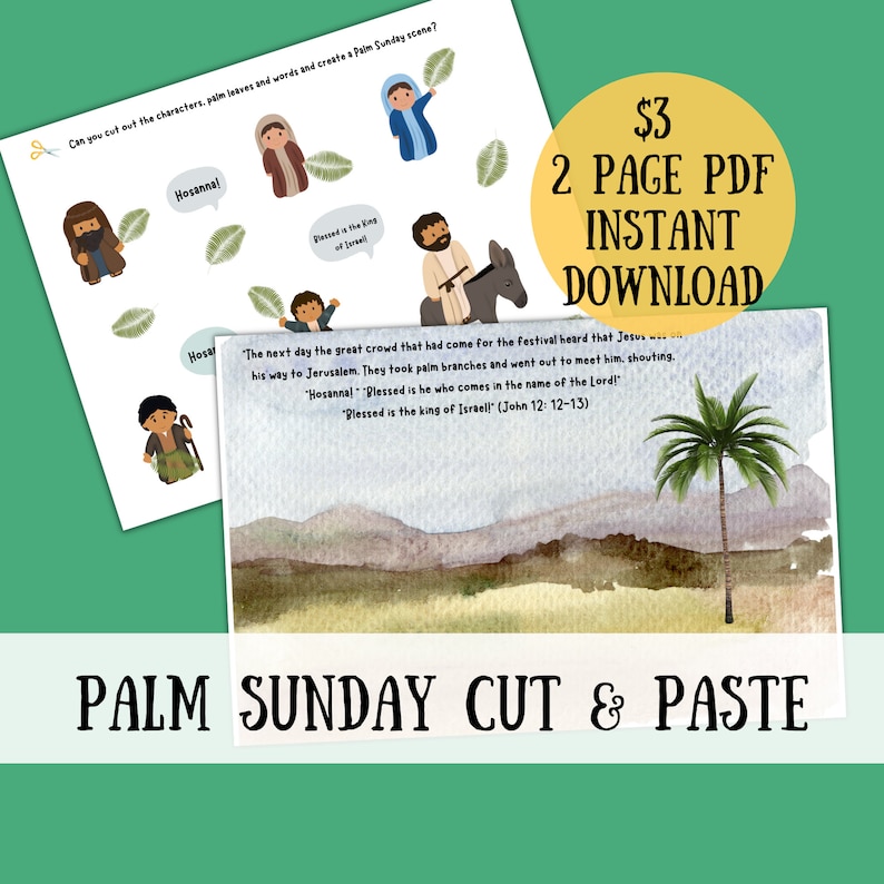 Palm Sunday Cut and Paste Craft Printable - Etsy