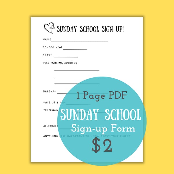 Sunday School Class Sign - Etsy