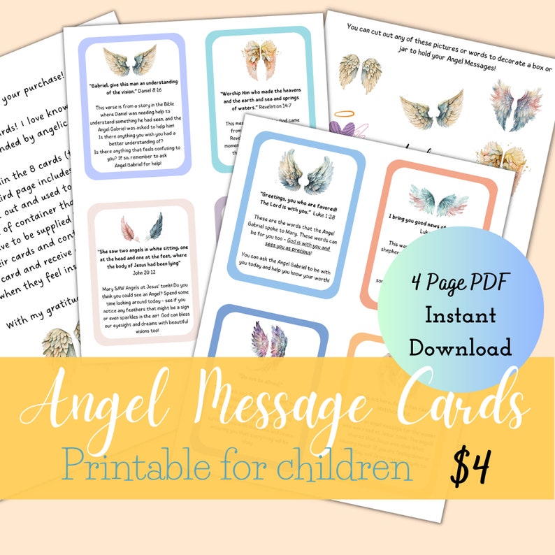 Angel Message Printable Cards for Children - Etsy