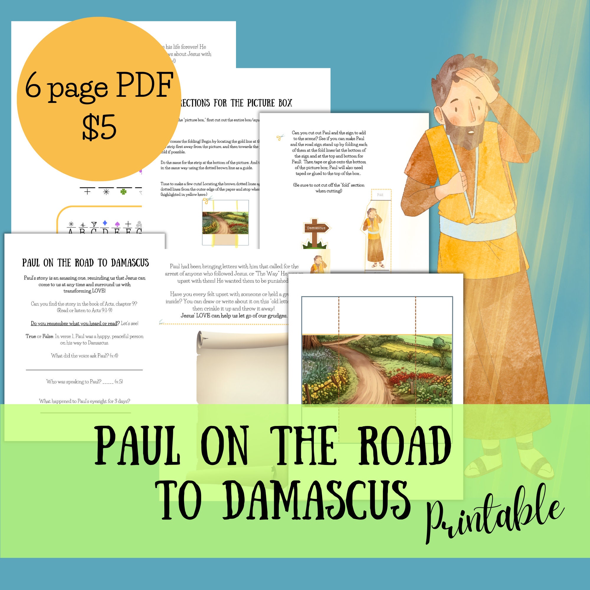 Paul on the Road to Damascus Sunday School Printable - Etsy