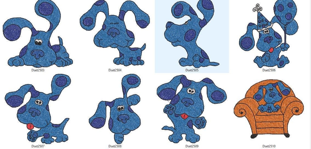 Blue Embroidery Design Set - Etsy