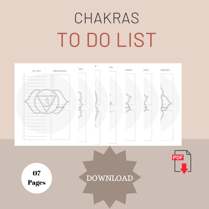 Printable Chakras to Do List Download to Do List Chakras - Etsy