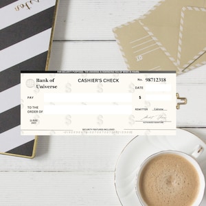 Manifestation Cashier's Check Template: Printable Editable Cheque ...