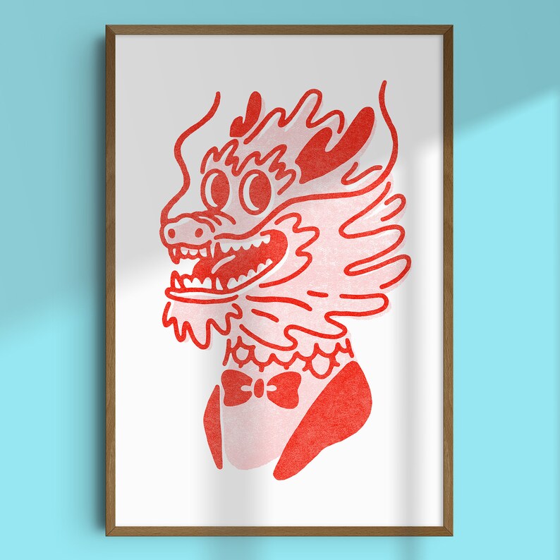 Mr. Dragon Illustrated Wall Art, Printable, Modern Style, Chinese ...