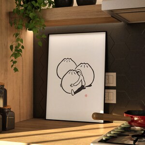 Dumpling Hug Wall Art, Black and White Modern Style, Foodie Poster ...