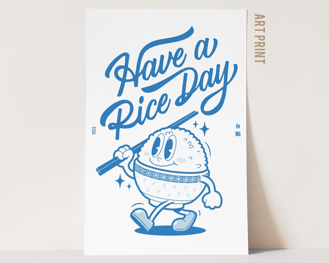 Have a Rice Day Art Print: Whimsical Kitchen Decor - Etsy
